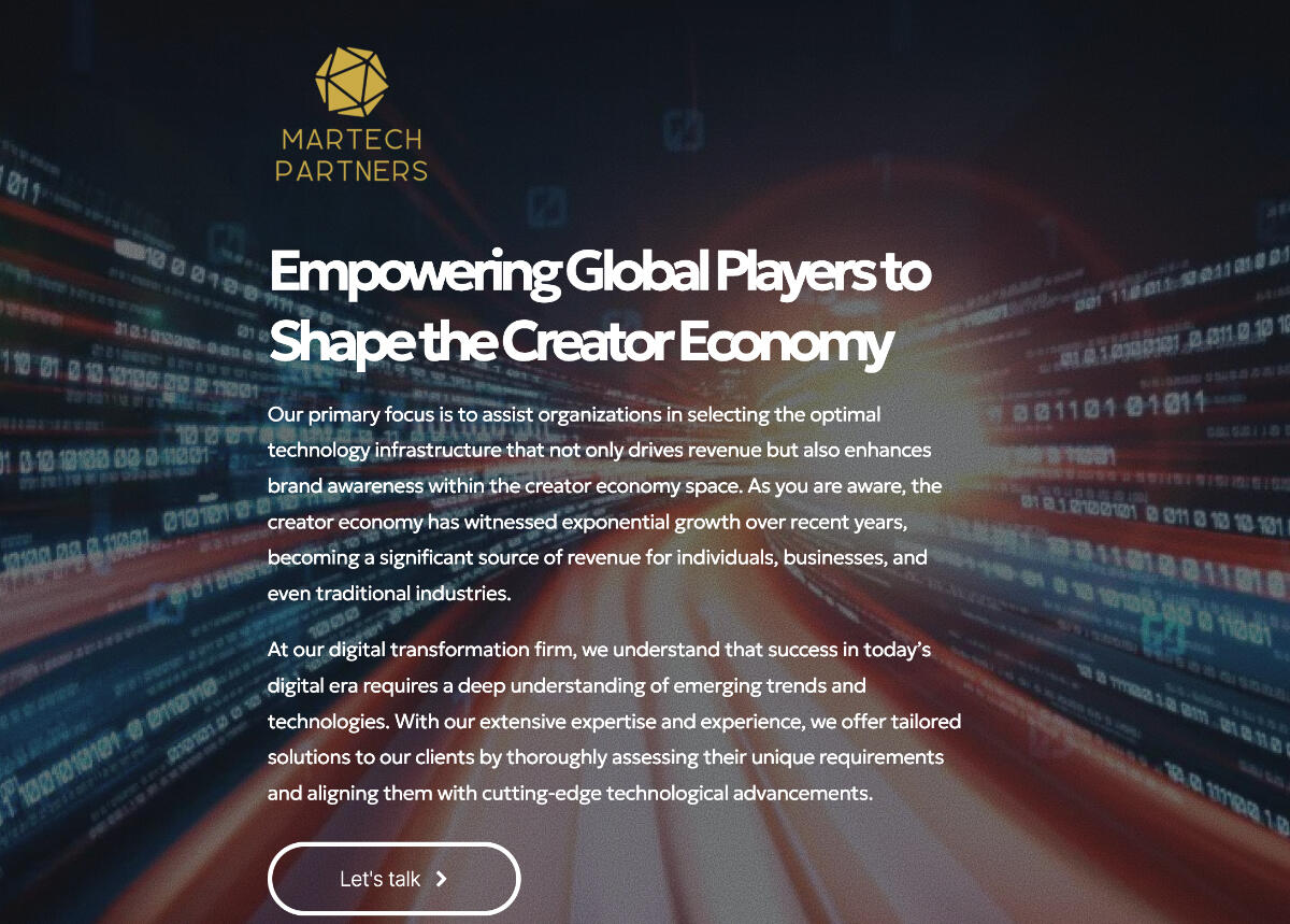 Shaping the Creator Economy for Global Players - MarTech Partners